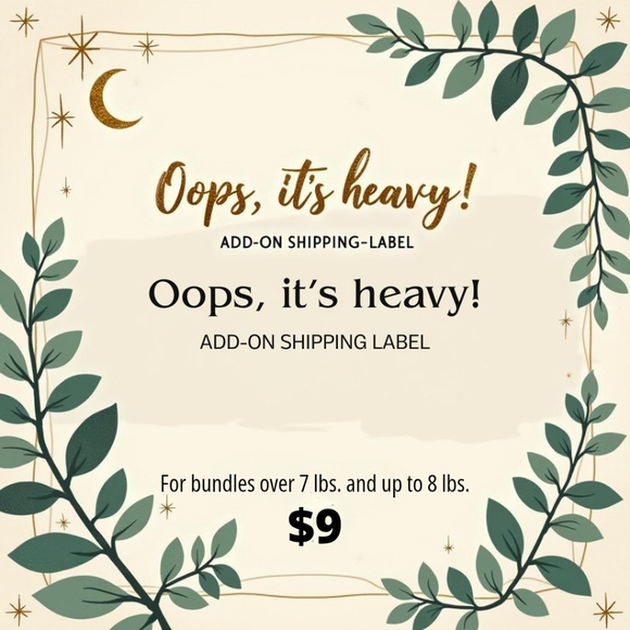 Other | Oops Its Heavy Addon Shipping Label 9 Over 7 Lbs Up To 8 Lbs ...
